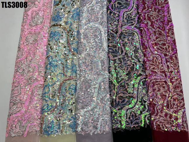 New fashion fabric african french lace fabric net shiny sequins lace bridal wedding dress tulle lace Ghana dress women clothing