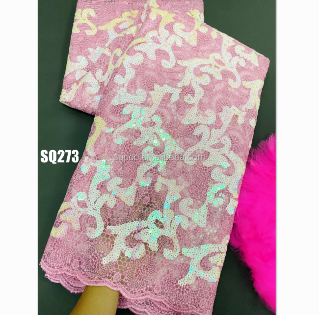2020 fashion sequins lace product type and 51-52" width bling sequins net lace fabric