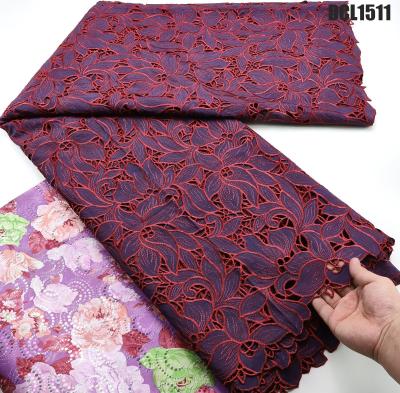 China Supoo 2023 top-end Handmade embroidery  bridal lace  African Cord Lace Chiffon Guipure Lace Fabric Wedding Dress for sale