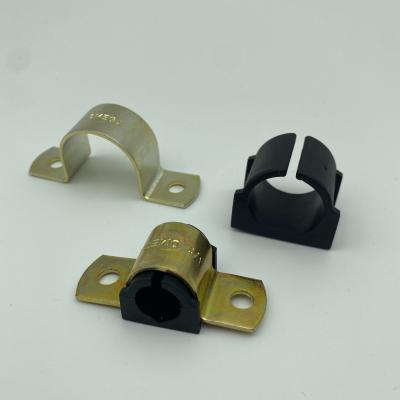 China Fabricante Dos agujeros de acero galvanizado 1/2 'Omega de goma abrazaderas de almohadón en venta