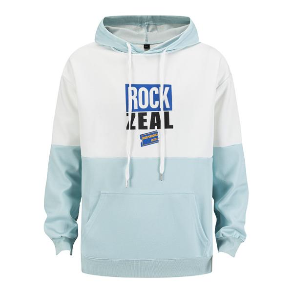 Quality Men's Colorblock Hoodie with Rock Zeal Graphic Print in Soft Cotton-Polyester Blend and Kangaroo Pocket for sale