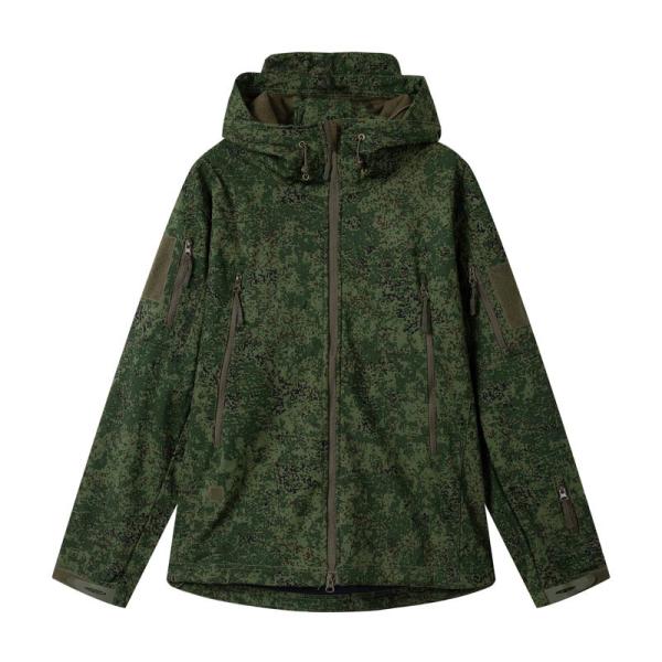 Quality Windproof Fleece Lined Tactical Softshell Jacket with Adjustable Hood and Digital Camo for sale