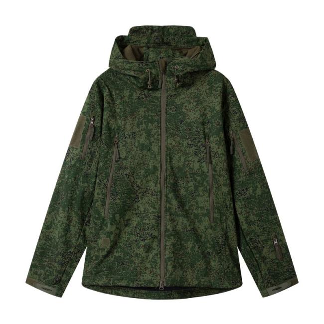 Tactical camouflage hunting jacket front view