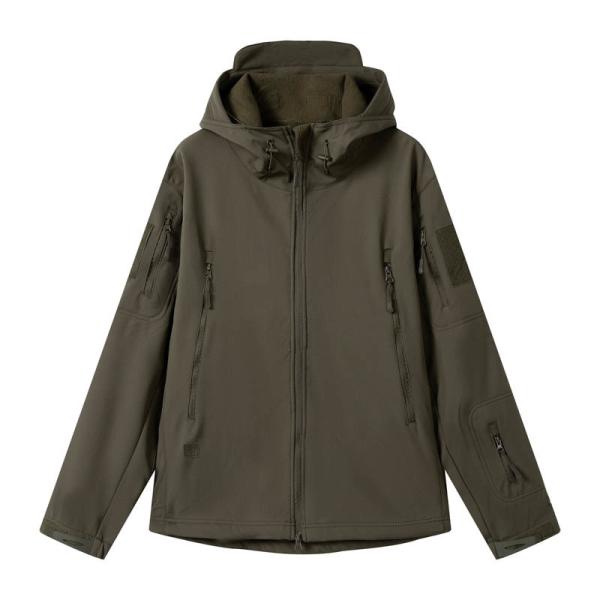 Quality Windproof Fleece Lined Camouflage Hunting Jacket with Adjustable Hood for Tactical Outdoor Use for sale