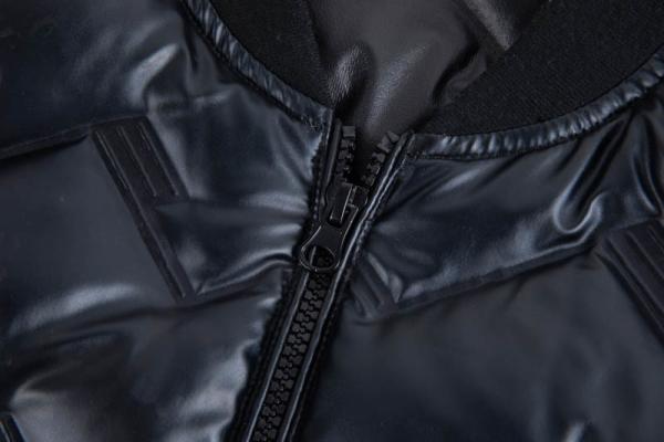 Quality Men's Glossy Black Chevron Quilted Puffer Bomber Jacket with Regular Fit for for sale