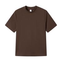 Quality Textured Knit Jersey Coffee Brown Minimalist Design Crew Neck T-Shirt for sale