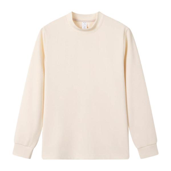 Quality 80% Cotton 20% Polyester Waffle Knit Long Sleeve Top in Beige for Casual Wear for sale