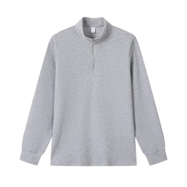 Quality Micro-waffle Texture Quarter Zip Mock Neck Shirt with Relaxed Straight Fit for Multi-season Layering for sale