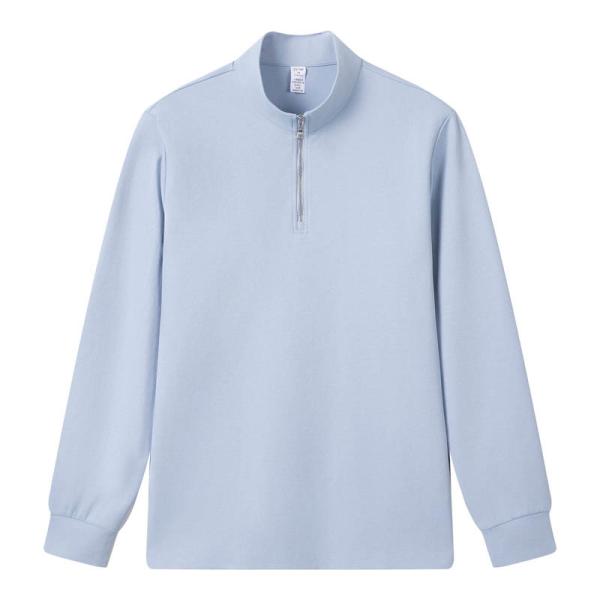 Quality Men's Ice Blue Quarter-Zip Mock Neck Performance Pullover Hoodie with Polyester-Spandex Knit for sale