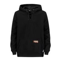 Quality Men's Black Pullover Hoodie with Lace-Up Neck and Kangaroo Pocket in 60% Cotton for sale