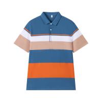 Quality Men's Color Block Striped Polo Shirt - Breathable Cotton Pique with Embroidered for sale