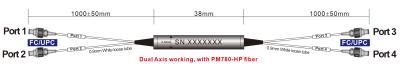 China 2x2 Fiber Optic Coupler 850nm 50/50 Polarization Maintaining Fiber Splitter Dual Axis Low Insertion Loss for sale