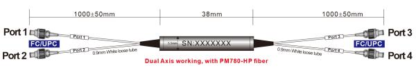 Quality 2x2 Fiber Optic Coupler 850nm 50/50 Polarization Maintaining Fiber Splitter Dual Axis Low Insertion Loss for sale