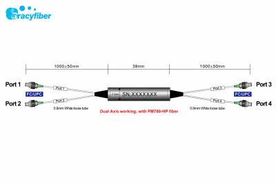 China 2x2 Fiber Optic Coupler 850nm 50/50 Polarization Maintaining Fiber Splitter Dual Axis Low Insertion Loss for sale