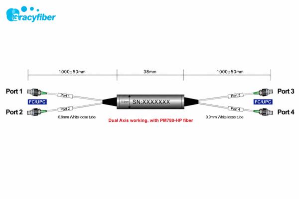 Quality 2x2 Fiber Optic Coupler 850nm 50/50 Polarization Maintaining Fiber Splitter Dual Axis Low Insertion Loss for sale