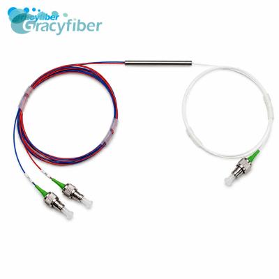 China 1*2 Fused PM Fiber Coupler，Splitting Ratio 50/50,Steel Tube type,Ф3.0X54,PM 1550nm Panda fiber With 0.9mm Hytrel Blue Tube for sale