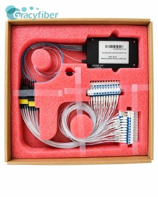 China 32CH 100GHz DWDM AAWG Module Gaussian C22 C53 Low Insertion Loss Fiber Optic Mux Demux SC APC ABS Box for C Band Optical Network for sale