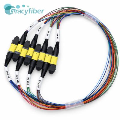 China 4× MPO-12/APC Male to 4× MPO-12/APC Male 32F G657A1 Type B Cable Assembly for sale