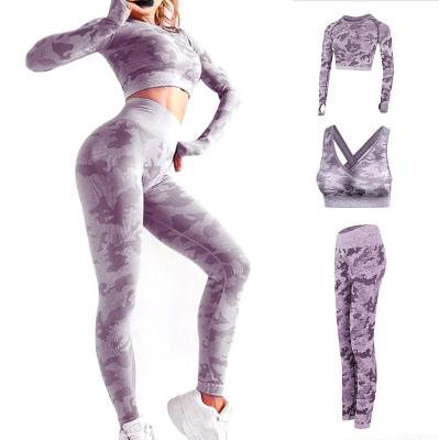 Cina Insieme di yoga dei 2 pezzi della manica delle donne della palestra delle ghette del plaid delle donne lunghe del modello in vendita