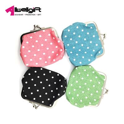 China New Cute Buckle Coin Purses Kiss-lock Change small dot fabric bag mini cute coin purse à venda