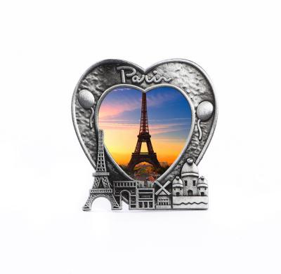 China Paris Frankreich Liebes-Sonnenuntergang-Landschaft des Eiffelturm-Metallherz-geformte Bilderrahmen-3D zu verkaufen