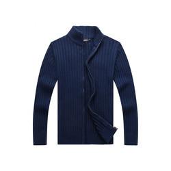 Cina maglione 100% del cardigan del nero di Autumn Winter Zipper Sweater Mens del cotone in vendita
