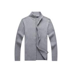 Cina maglione 100% del cardigan del nero di Autumn Winter Zipper Sweater Mens del cotone in vendita