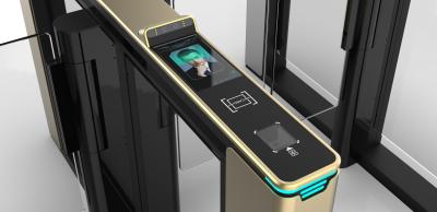 China High Speed Temp Face Recognition Detector LED Cylinder Speed Gate Turnstile for Office Buildings for sale