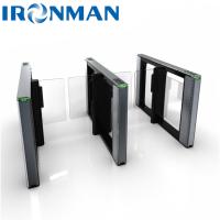 China Automatic Access Control Glass Swing Turnstile 1500x120x980mm Servo Motor 8 Pairs Infrared for sale