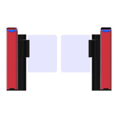 China Red Security Swing Barrier RFID Reader Access Control System Speed Gate Turnstile with Acrylic/Tempered Glass Material for sale