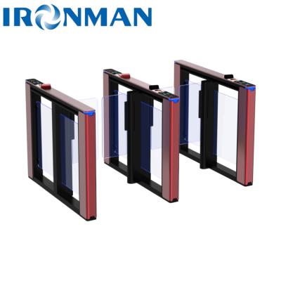 China Red Security Swing Barrier RFID Reader Access Control System Speed Gate Turnstile with Acrylic/Tempered Glass Material for sale