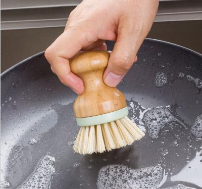 Cina la cucina di 3.9in sfrega l'impianto di lavaggio che di bambù del piatto della spazzola la spazzola 2inch lungamente rizza 150g con la maniglia di legno in vendita