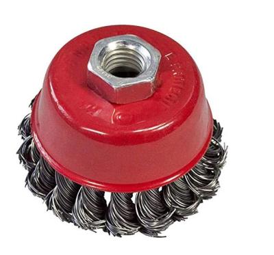 Cina 3Inch ha torto il filo della spazzola M14 della tazza del cavo rimuove la ruggine per tutta la smerigliatrice di angolo in vendita
