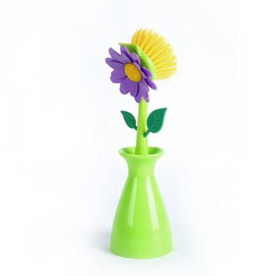 Cina Vaso di plastica del fiore della spazzola variopinta del piatto con il cuscinetto della spugna sostenibile in vendita