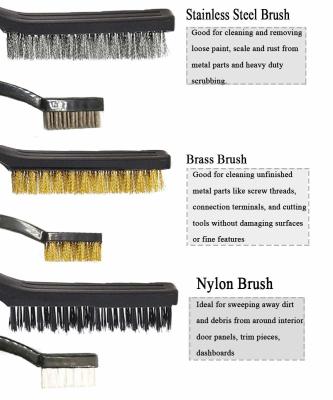 Cina Set di pennelli di pulizia del filo di acciaio con e di nylon maniglia curva le setole d'ottone in vendita