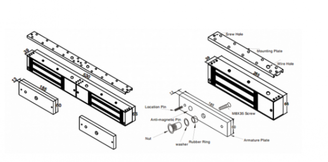 1200Lbs Double Door Magnetic Lock with LED magnetic lock With Lock Sensor -JS-280DS