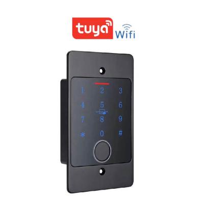 China Outdoor Waterproof Metal Case Smart Tuya Wifi Standalone Embedded Fingerprint Access Control With Keypad for sale