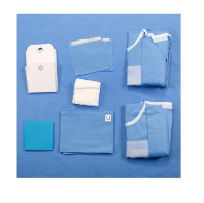 China Pacotes cirúrgicos descartáveis de tecido não tecido em azul / verde / branco para maior proteção à venda