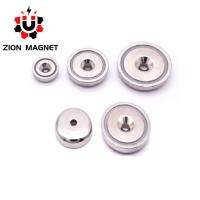 China Strong Neodymium Pot Magnet with Countersunk Hole and Moulding Processing Service for sale
