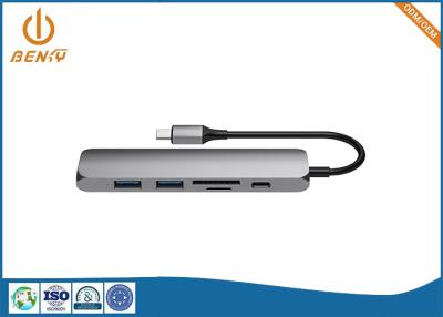China USB Connector Machining Aluminum Shell 6 In 1 Docking Station Adapter USB Multiport Hub for sale