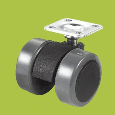 China double wheels top swivel plate casters ,PVC PA caster wheel 35mm for sale