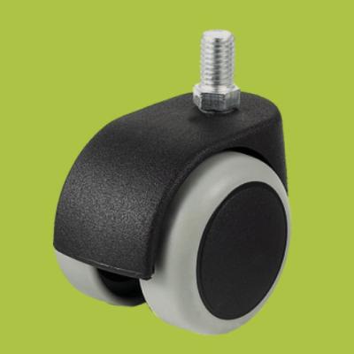 China 50mm big caster double wheels thread stem furniture casters with black and grey for sale