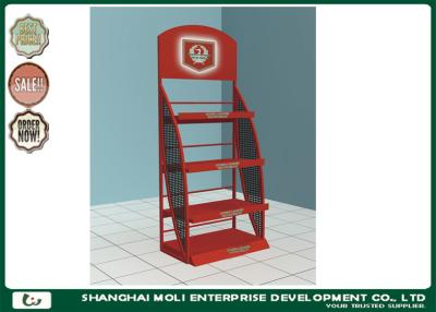 Cina Scaffali del cavalletto dell'esposizione dell'olio di motore del metallo della fila di colore rosso 3 per il centro commerciale in vendita