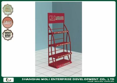 Cina L'abitudine ha stampato i supporti dello scaffale di esposizione degli scaffali del pavimento quattro dell'esposizione del metallo di colore rosso in vendita