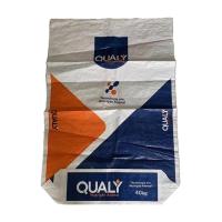 China Woven PP Block Bottom Bag 70-100 GSM with BOPP Printing for Animal Feed and Fertilizer Packaging for sale