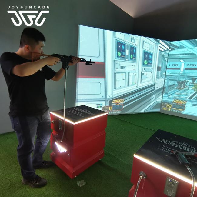 Interactive arcade shooting simulator with multiple gun controllers