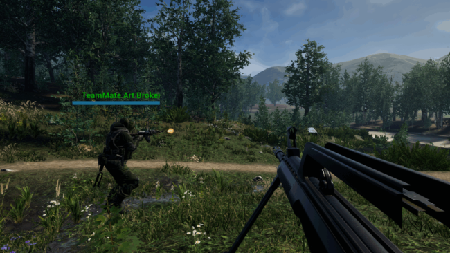 VR Arena game scene diagram showing team battle setup