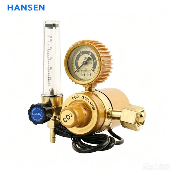 Quality Electric Heated CO2 Regulator with Flowmeter , Dual Heating Core Carbon Dioxide Gas Pressure Reducer , Welding MIG Welder CO2 Pressure Gauge Regulator for Welding Machine for sale