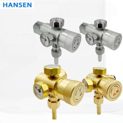 China Energy Saving Dual Gauge Gas Pressure Regulator , Anti Fall Mini Gas Reducer , Alloy & Full Brass Optional , Compact Welding Gas Pressure Reducing Valve for Oxygen Propane Gas Cutting Welding for sale