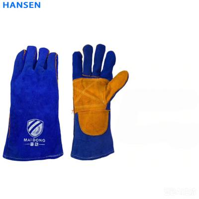 China Split Cowhide Welding Gloves , Double Layer Heat Resistant Welder Gloves , Short Driver & Long Cuff Leather Safety Gloves , Anti Spark Wear Resistant Work Gloves for Arc Welding , Metal Handling for sale